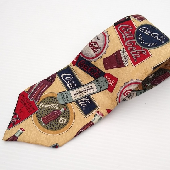 Vintage | Accessories | Vintage Cocacola Mens Silk Tie | Poshmark